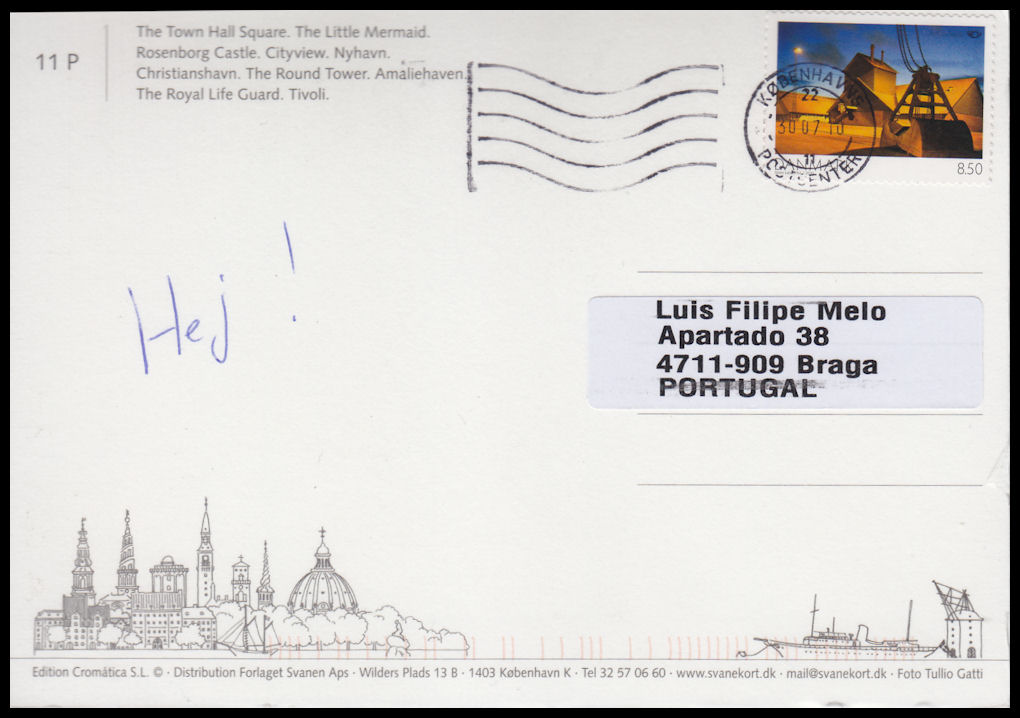 Sent & Received: DENMARK – Postcard from Copenhagen, Denmark to Braga ...
