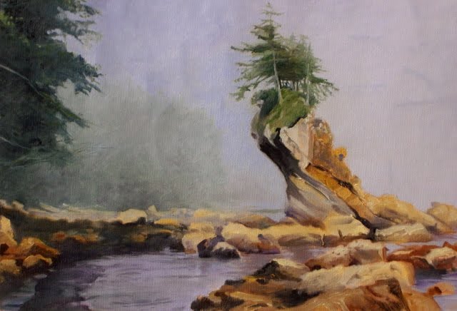 in plein air: The Washington Coast near Shipwreck Point...oil marine ...