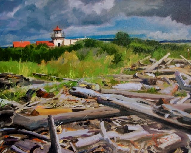 in plein air: "Point No Point Lighthouse in Spring" Washington state ...