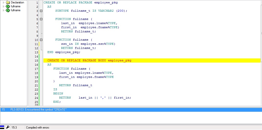 Let IT Be...: Encountered the symbol "CREATE"