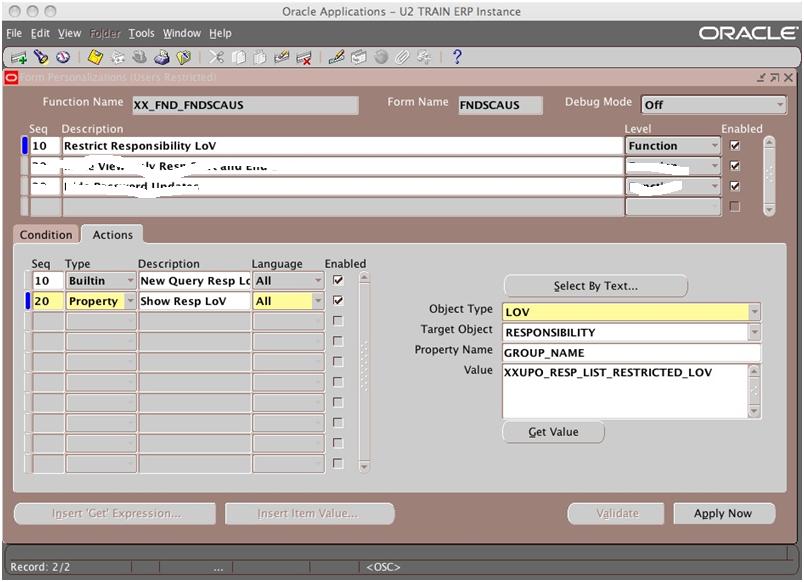Oracle Database And Oracle Applications Restrict Lov Using Form Persanalization
