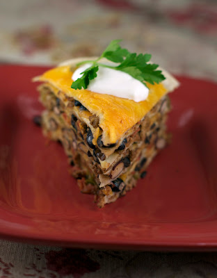 Stacked Tortilla Pie ~ Heat Oven to 350