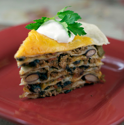 Stacked Tortilla Pie ~ Heat Oven to 350