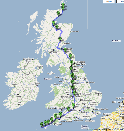 Go for a ride...: JOGLE 2010 The Map