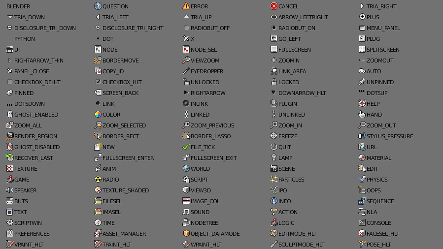 Icon Enumeration Script (Blender 2.5) - Python Support - Blender ...