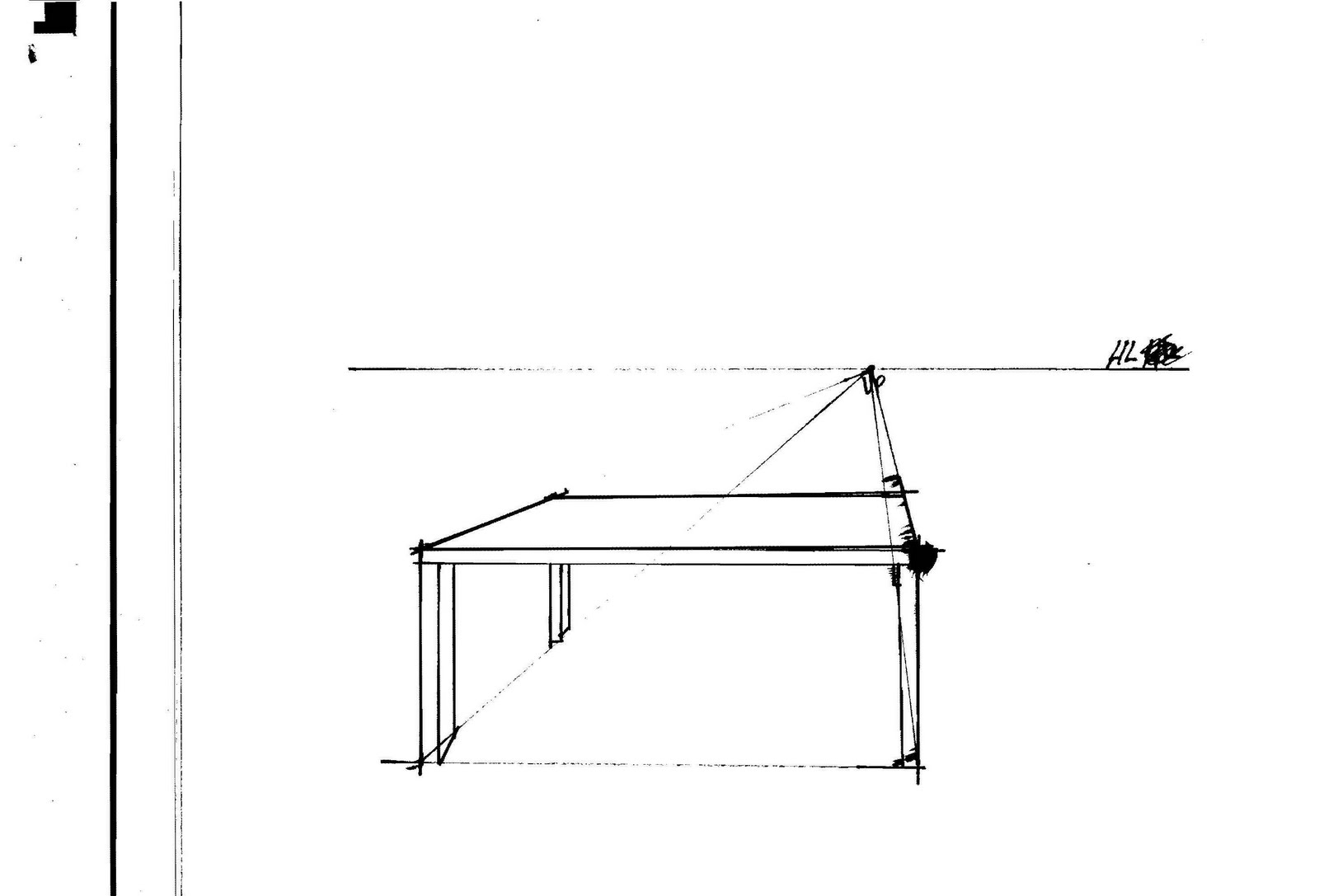 Boston C.K.: Table Sketch in 1 Point Perspective