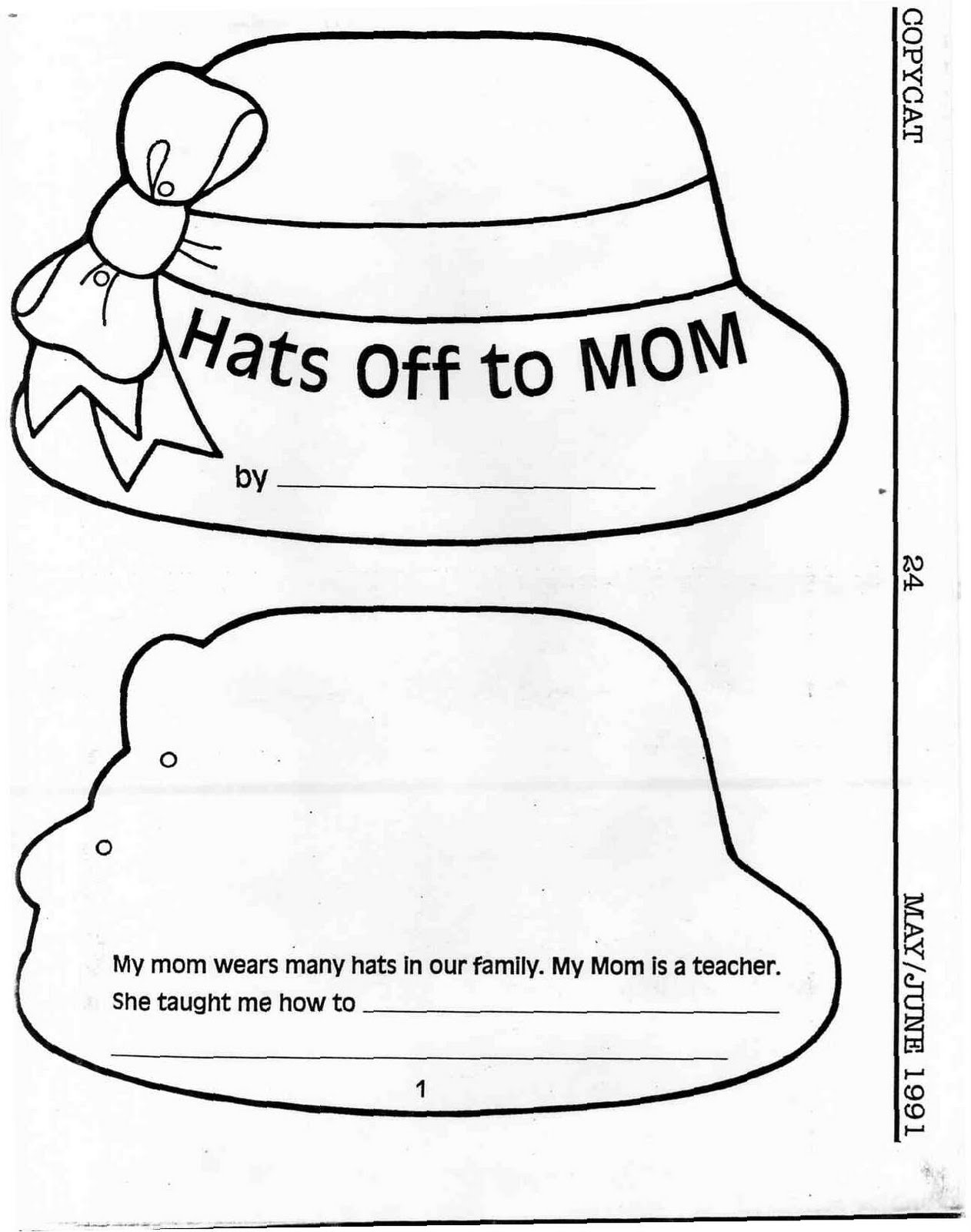 ELEMENTARY SCHOOL ENRICHMENT ACTIVITIES: MOTHER'S DAY HATS OFF TO MOM