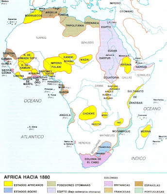 Milenioscopio: Mapa de Africa hacia 1880.