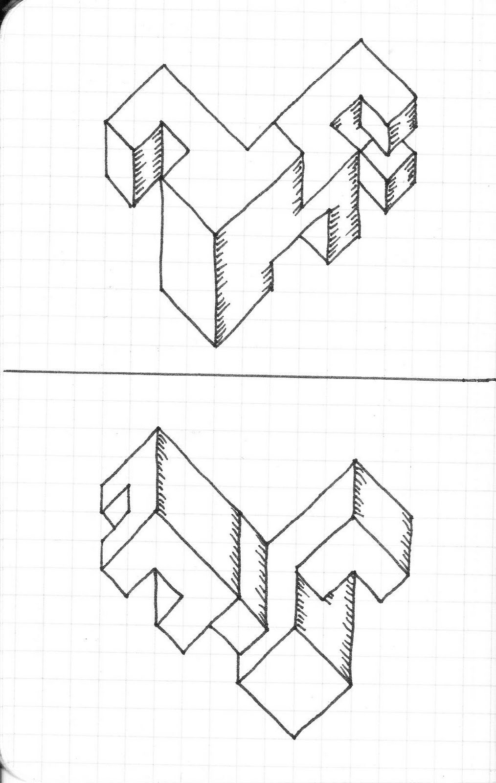 Laura Cowie: 3 Axonometric Drawings made of 9 blocks