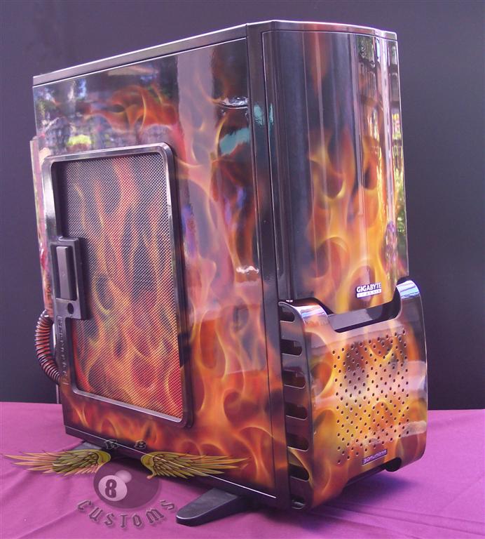 Gigabyte PC Case Airbrush - Skull and Fire Design Airbrushed on ...