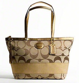Bags & Bags: Coach Signature Stripe Khaki Tote Bag #15112 (Khaki Gold ...