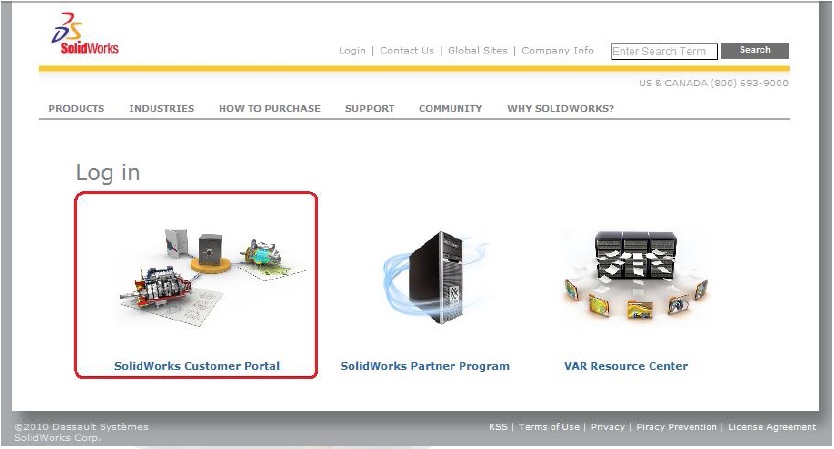 SolidWorks3D: Login no site da SolidWorks - Parte 1