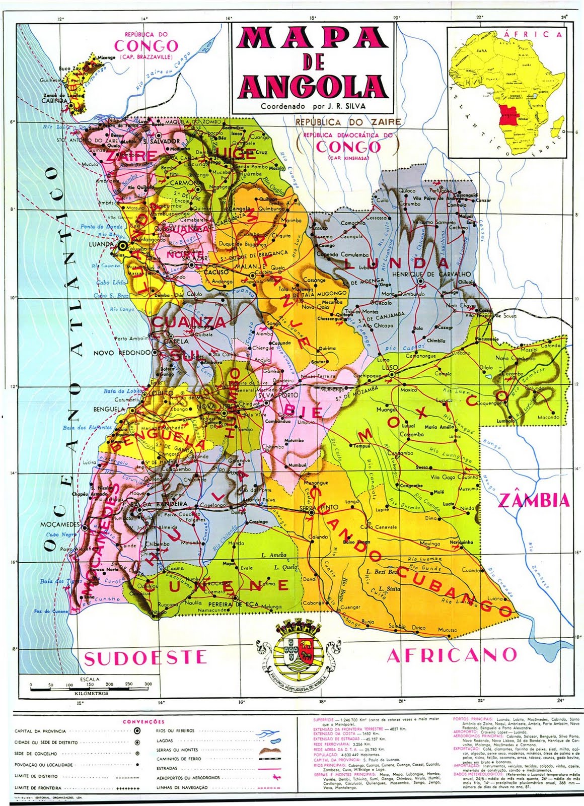 Mapa Angola Tempo Colonial