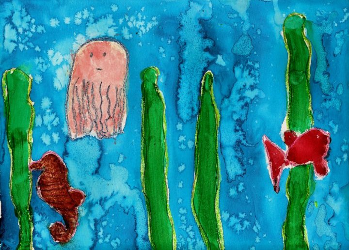 The Elemental Art Room: Watercolor Resist: Warm and Cool Colors (K-2)