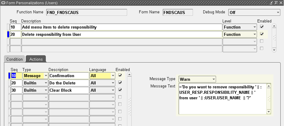 Oracle Applications How To Delete Responsibility From User
