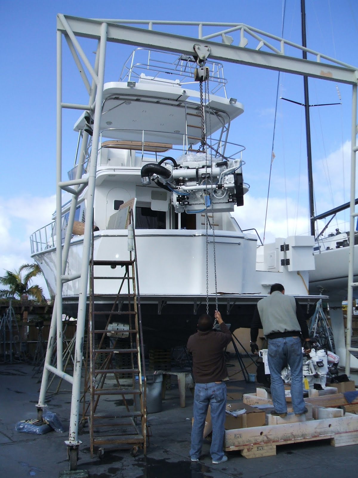 Mikelson Yachts Inc :: Blog: :: Mikelson 43 Zeus, Engine and Pod Install