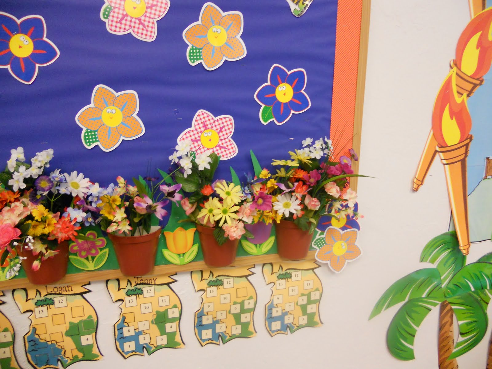 Hands On Bible Teacher: New Attendance Board...Sping Time Flowers were ...
