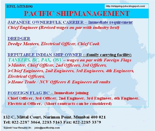 Shipping Jobs: Vacancies: Pacific Shipmanagement