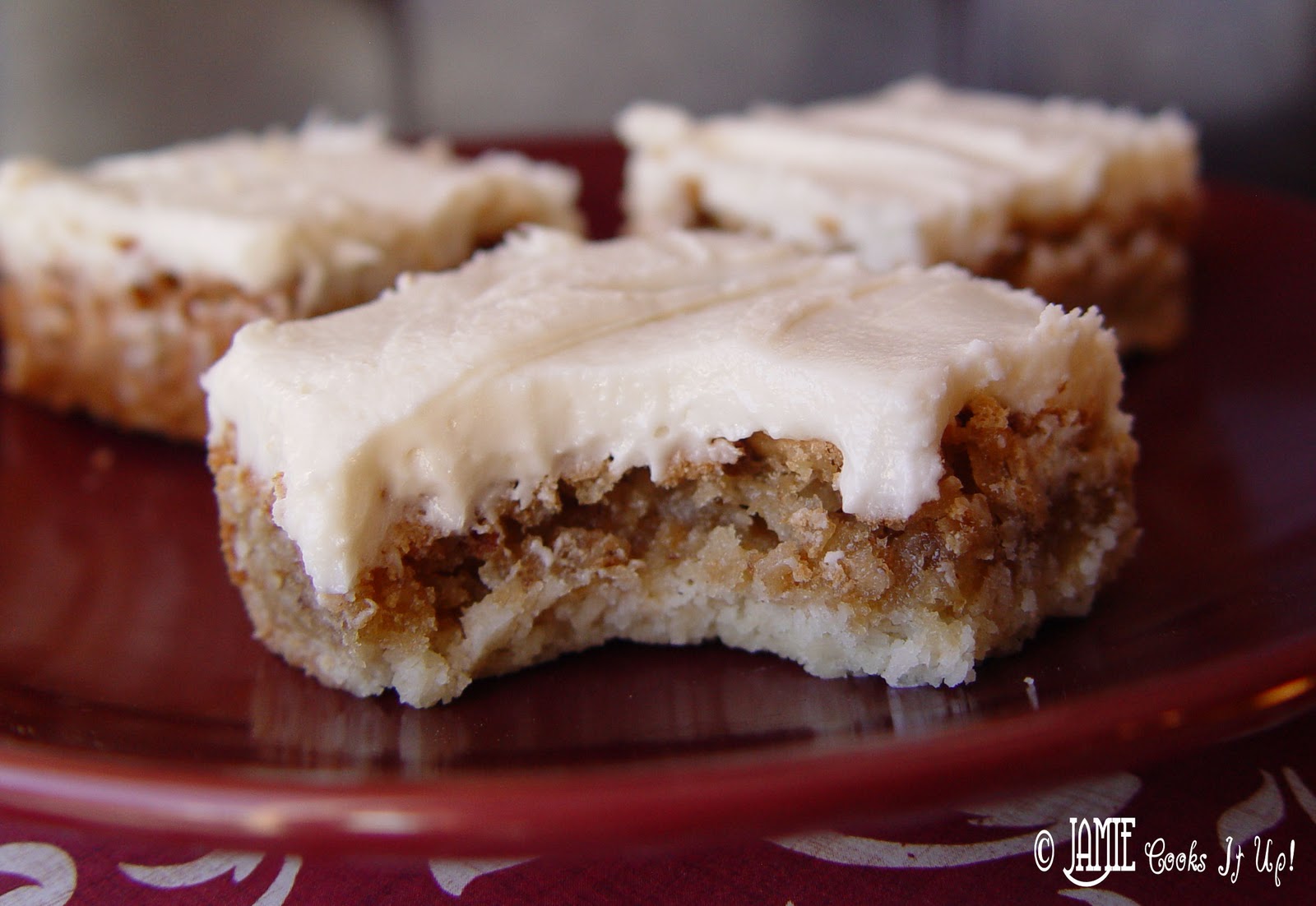 Walnut Bars with Cream Cheese Frosting - Jamie Cooks It Up