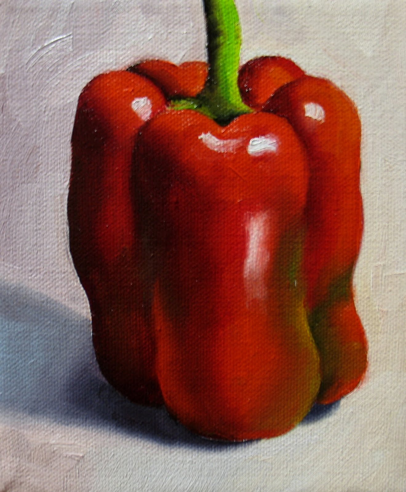 Nel's Everyday Painting: Red Green Pepper - SOLD