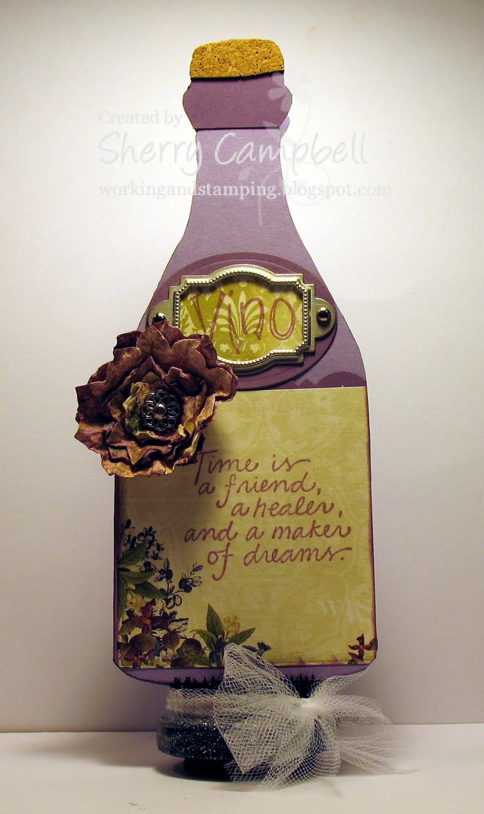 Rubber Romance Stamps: Wine Bottle Card