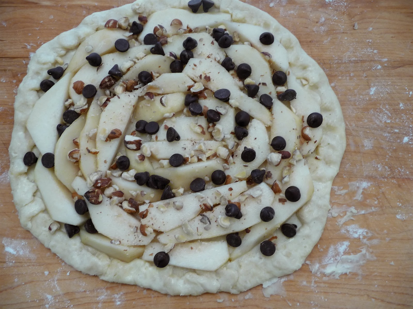 dinner party: pear-chocolate-hazelnut crostata