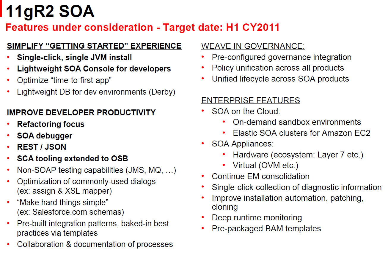 Oracle SOA, ADF: Oracle SOA Suite 11g Roadmap Oracle SOA, ADF: Oracle SOA Suite 11g Roadmap