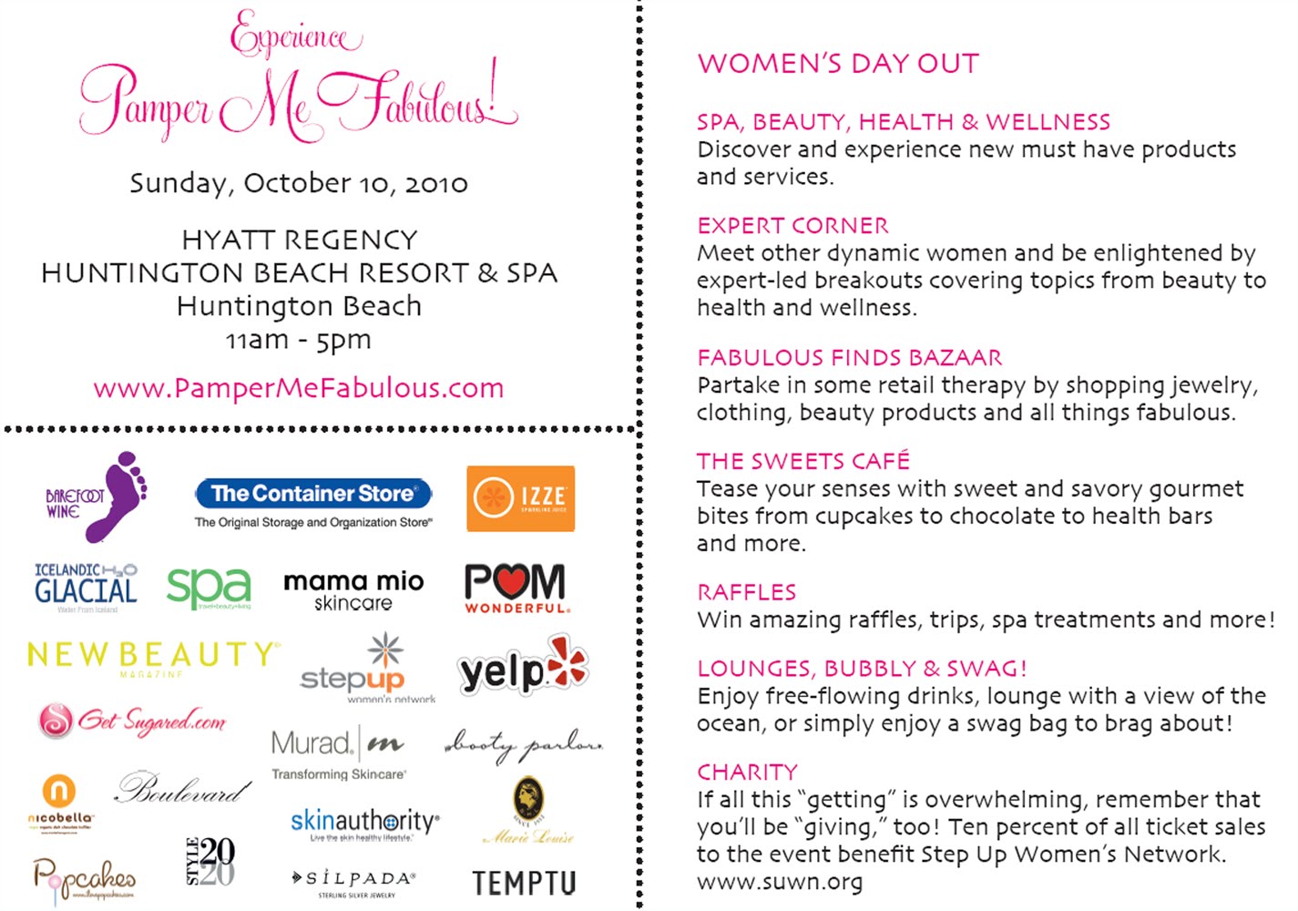 Fresh Events Company: 10.10.10 Pamper Me Fabulous (Woman's Day Out) Event