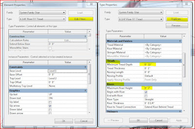 Revit 24/7: How do I change the riser height and thread depth?