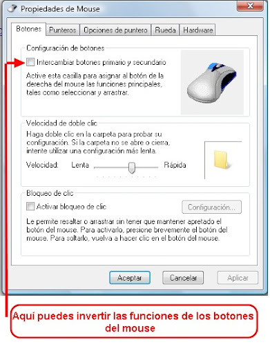 Invertir los botones del mouse. | Mi laboratorio de pruebas