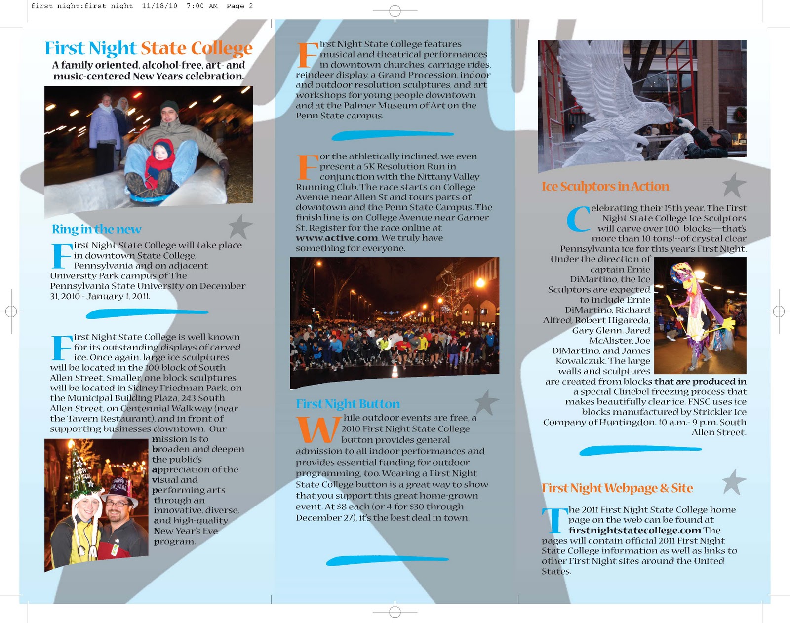 Art from the chasm: Logo design & Quark Xpress: First Night Brochure