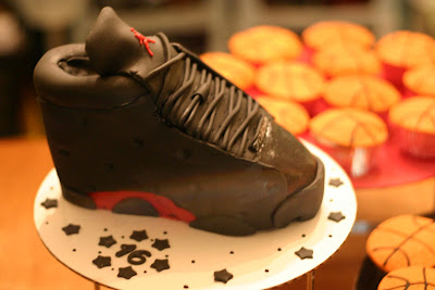 Mi Amor Sweets: Jordan XII Shoe Cake & Basketball Cupcake Display