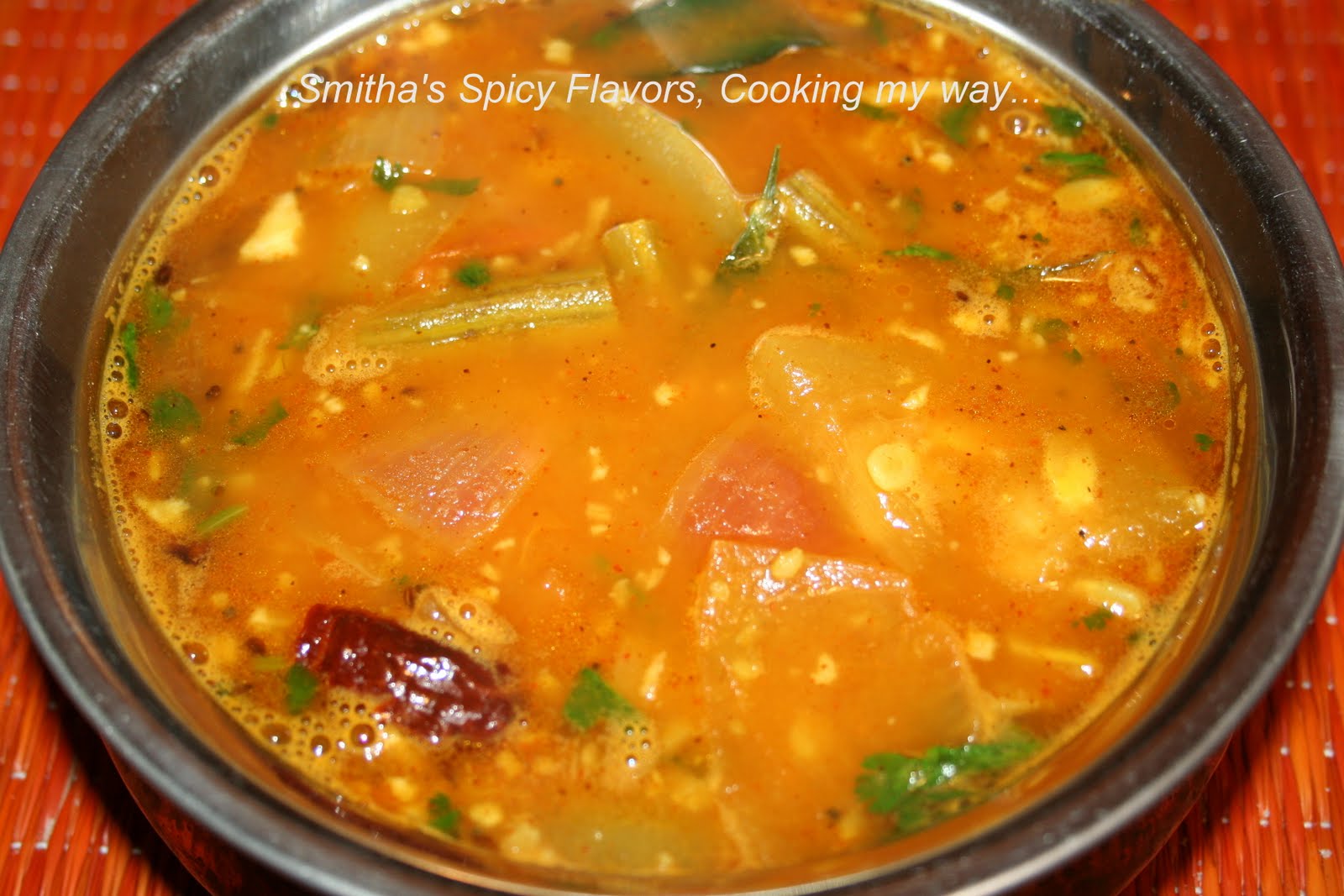 Sambaar / Spicy lentil soup with veggies ~ Smitha's Spicy Flavors ...
