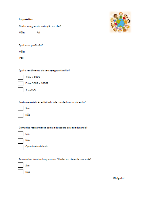 O Cantinho da Joana: Inquérito aos Encarregados de Educação