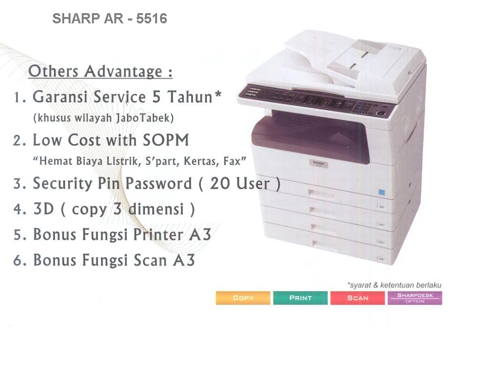 MESIN FOTOCOPY HANDAL DAN BERKUALITAS: SHARP AR-5516 / 5520 Specifications
