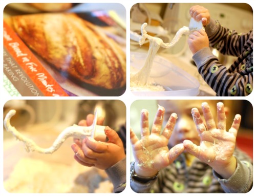 little hangs making bread to go with our soup