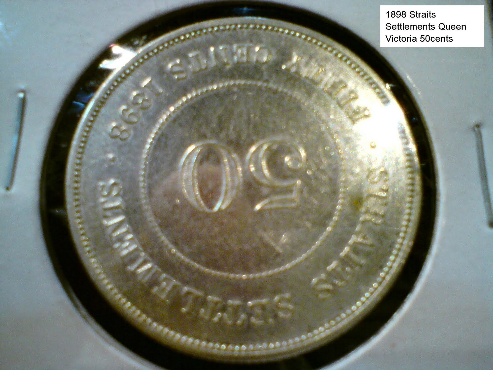 711CollectionStore: 50 cents Queen Victoria Straits Settlements Silver Coin 1898