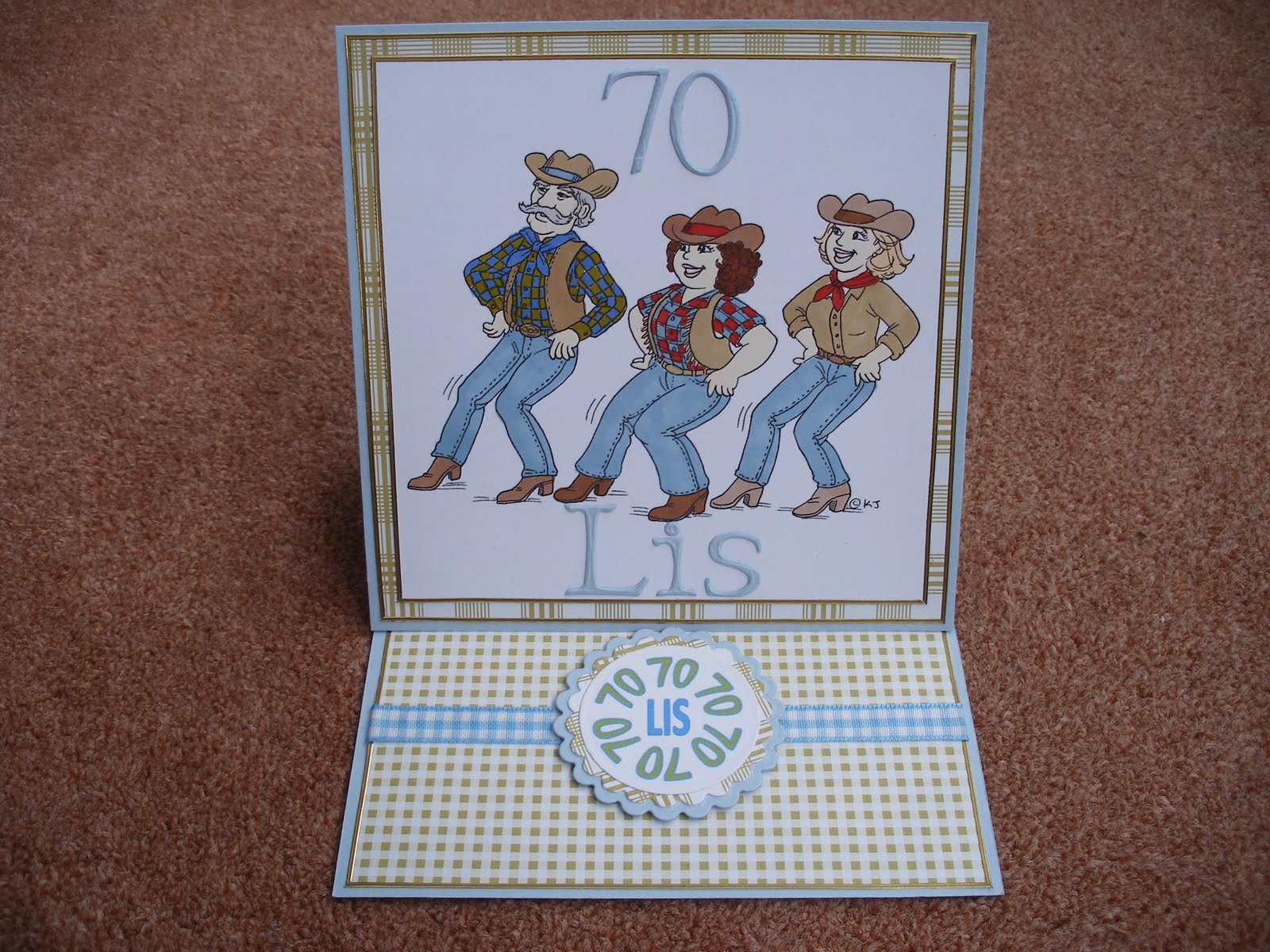 Julies Crafty Creations: Lis's 70th Birthday Line Dancing card