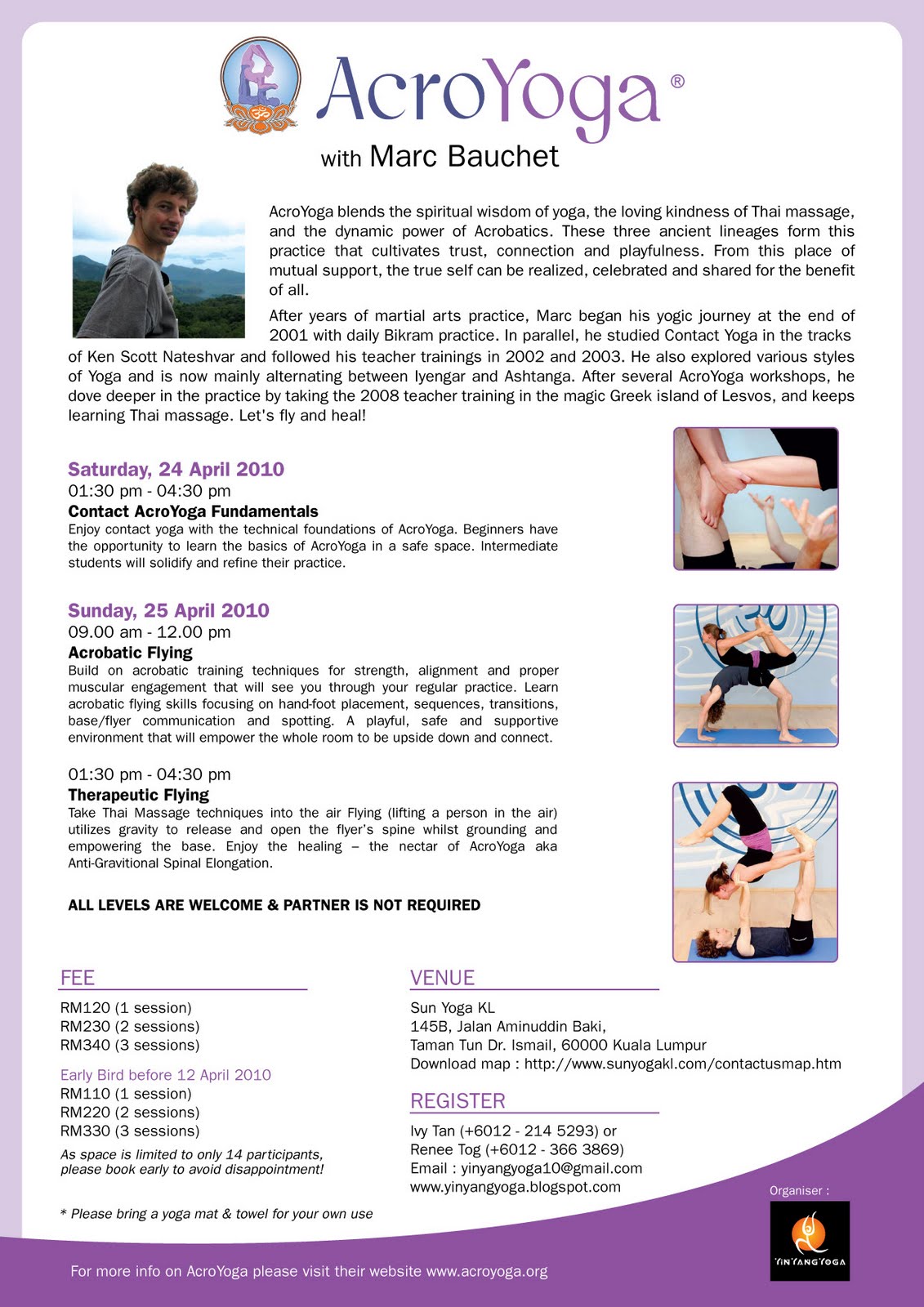 YinYangYoga: Acroyoga Workshop with Marc Bauchet 24/4/10- 25/4/10