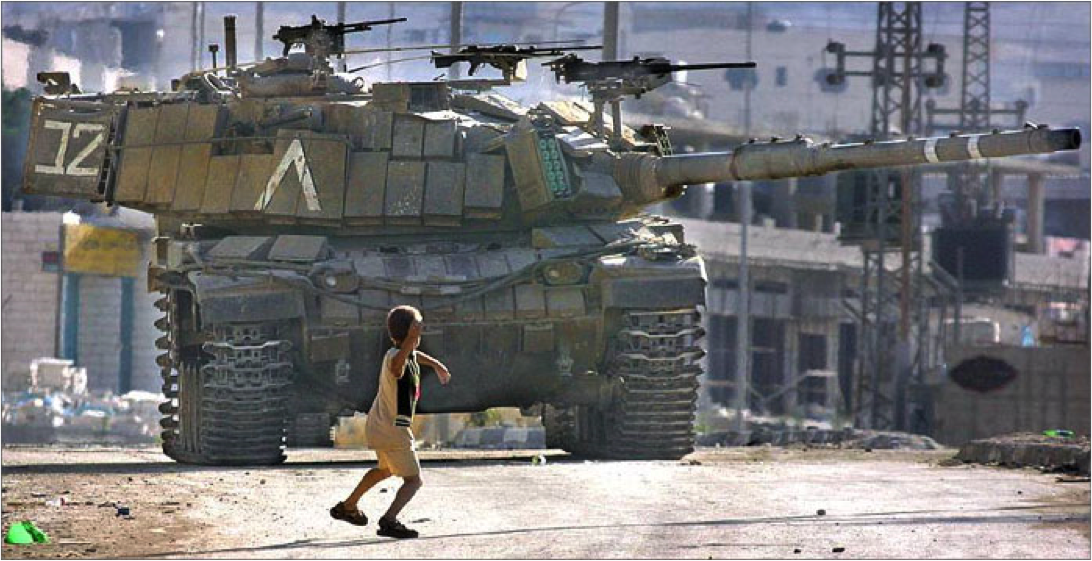 David & Goliath - A Palestinian child throws a rock at an Israeli ...