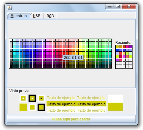 Tutorías de Java: Tutorial de JButton y JColorChooser