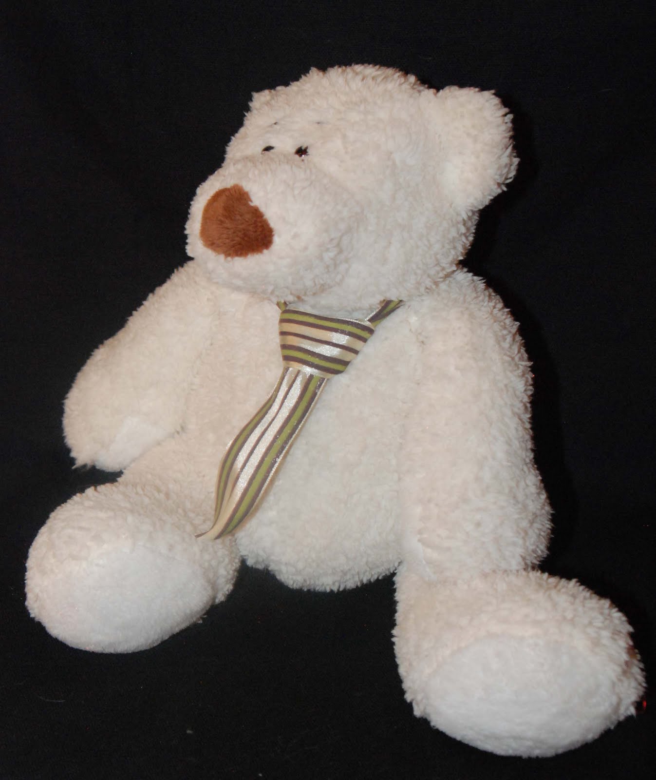 Snuggle Me White Teddy Bear With Tie 12 Sold