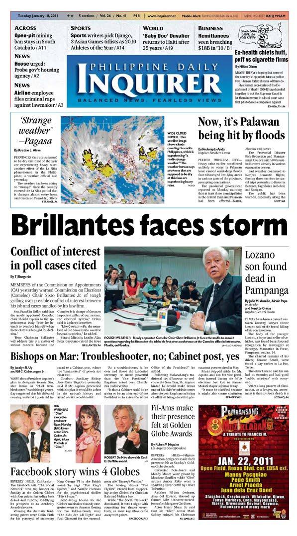 The Inquirer Front Page: January 2011