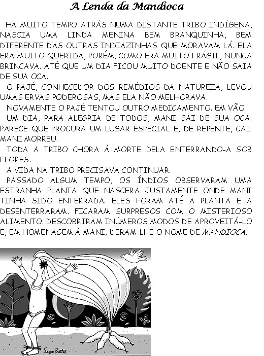 Alfabetizando com amor: lenda da mandioca