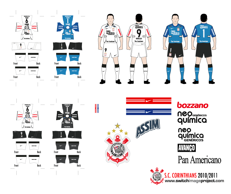 Football teams shirt and kits fan: Corinthians Subbuteo decals