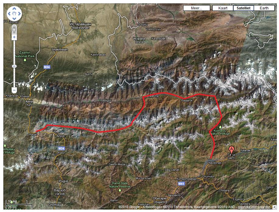 Trekking in Tajikistan: Routemap Trek 3: Zerafshan and Yagnob