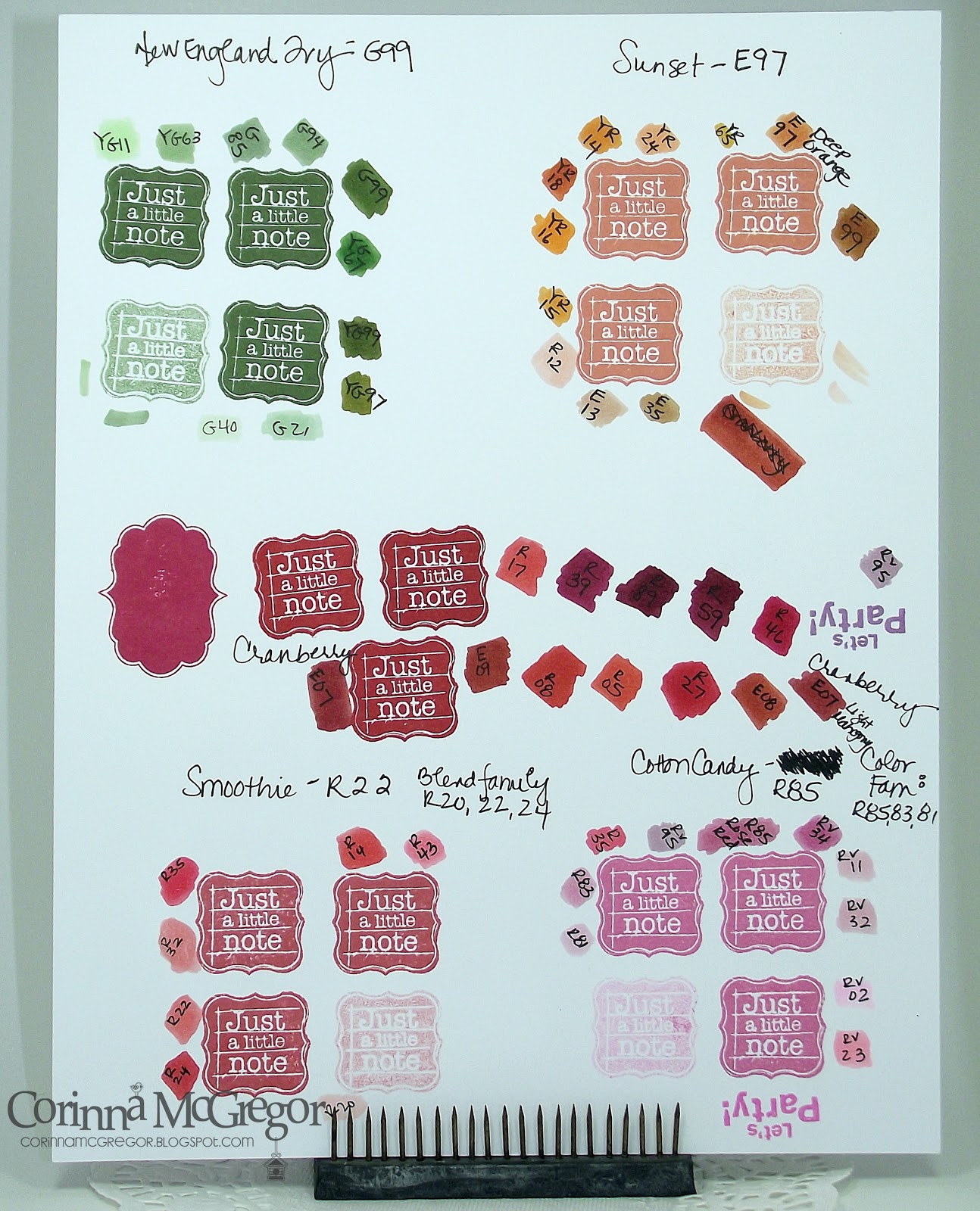 Corinna: Color Matching SU, CTMH and Memento Inks with Copics