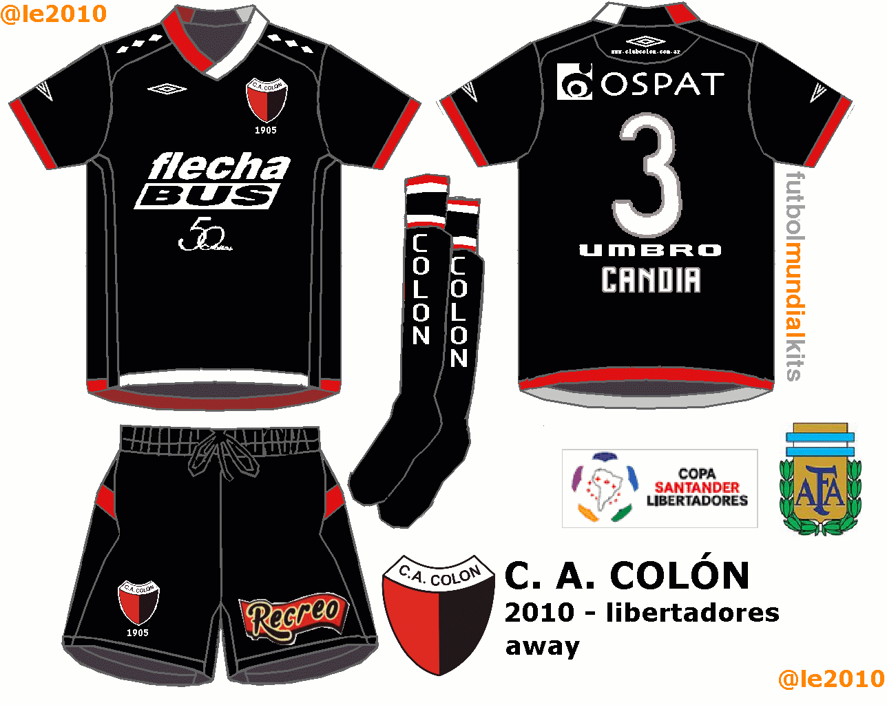 Fútbol Mundial Kits - Uruguay: C. A. Colón - 2010 (libertadores)