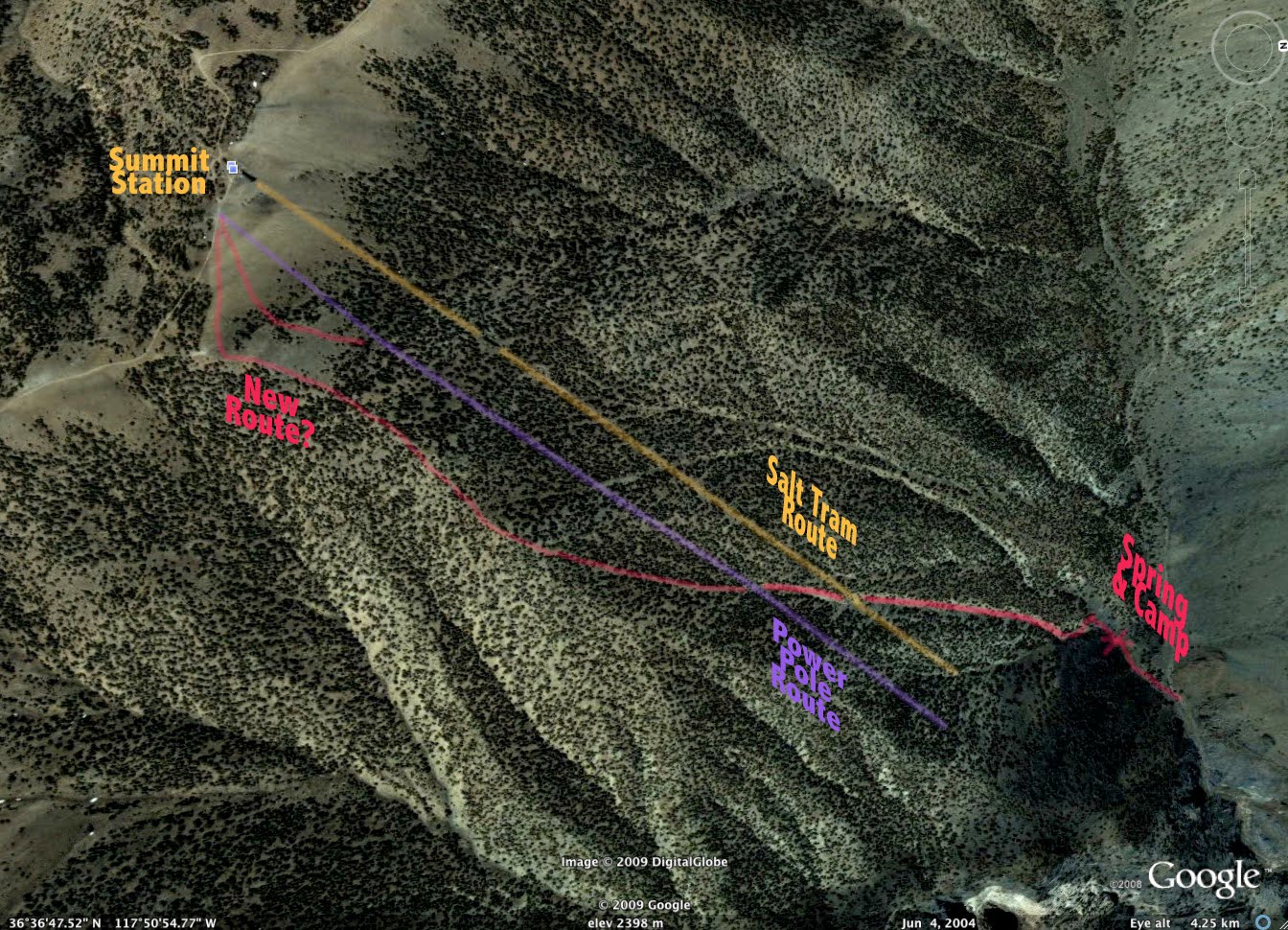 Saline Valley Salt Tram: Tram Power Pole Route