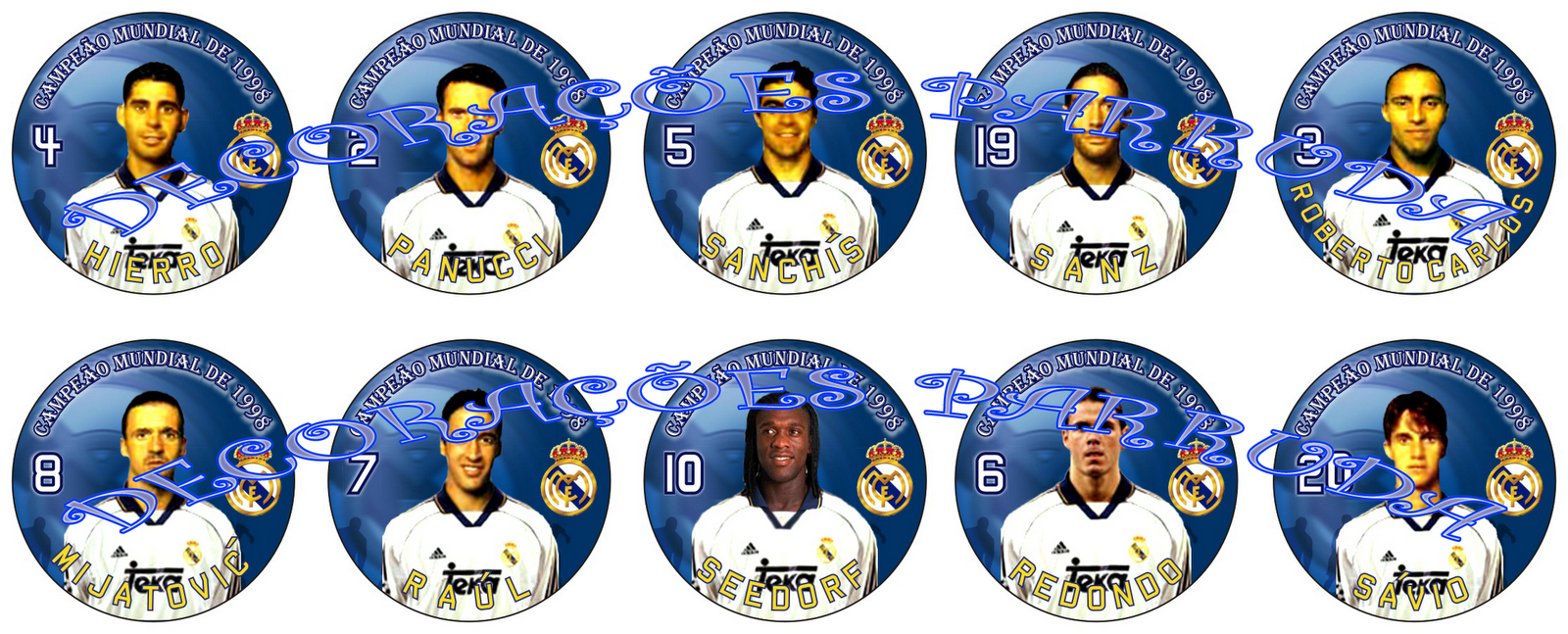 decorações e botões parruda: REAL MADRID CAMPEÃO MUNDIAL DE 1998